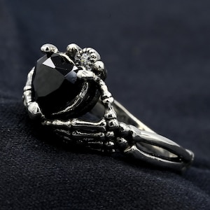 Sterling Silver Dark Gothic Ring, Gothic Engagement Ring, Goth Promise ...