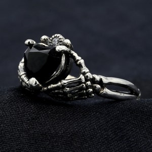 Sterling Silver Dark Gothic Ring, Gothic Engagement Ring, Goth Promise ...