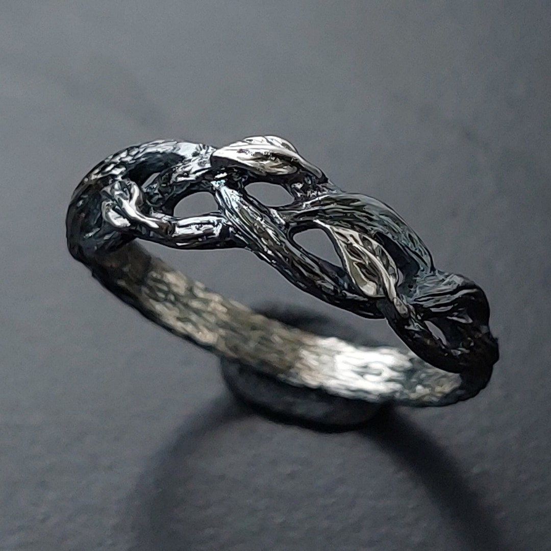 Engagement Forest Silver With Magics to Stones and Leaves Twisted Ring ...