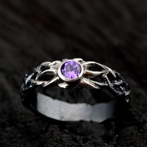 Handcrafted Silver Sun Ring With Amethyst - Celestial Statement Jewelry ...