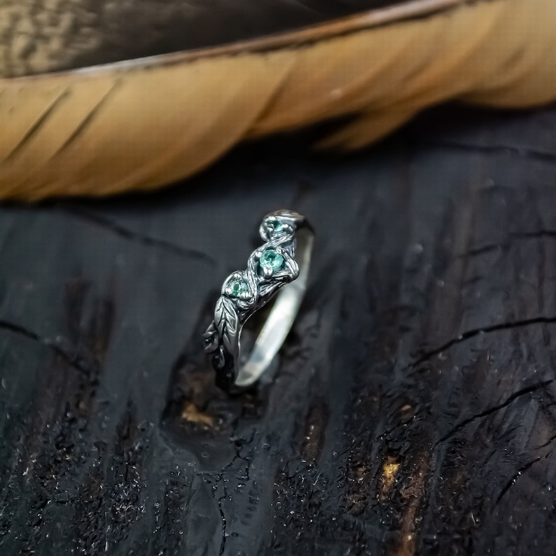 Elven Emerald Wedding Ring Elven Engagement Ring Dark Elven - Etsy