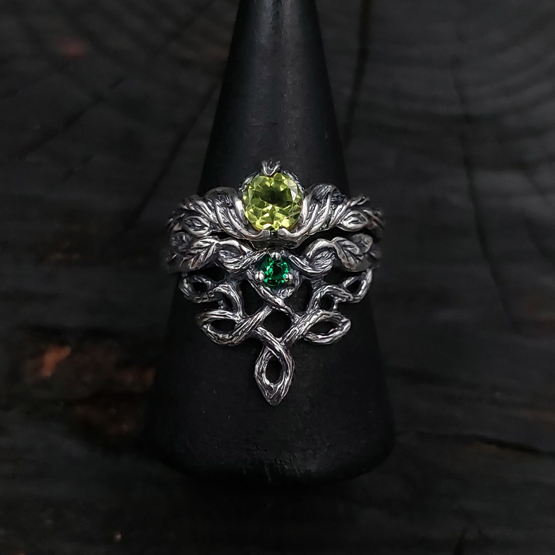 Branch and Leaves Engagement Ring With , Unique Branch Ring, Tree Bark ...