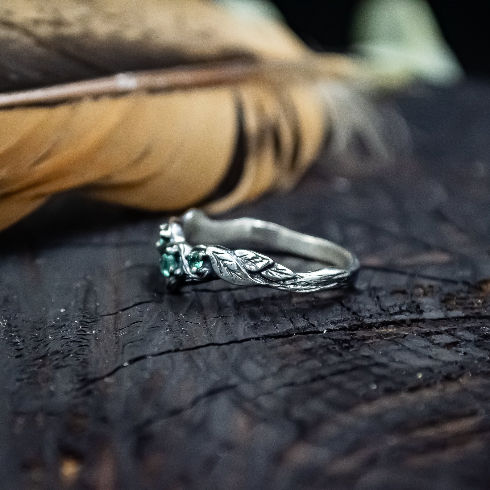 Elven Emerald Wedding Ring Elven Engagement Ring Dark Elven - Etsy