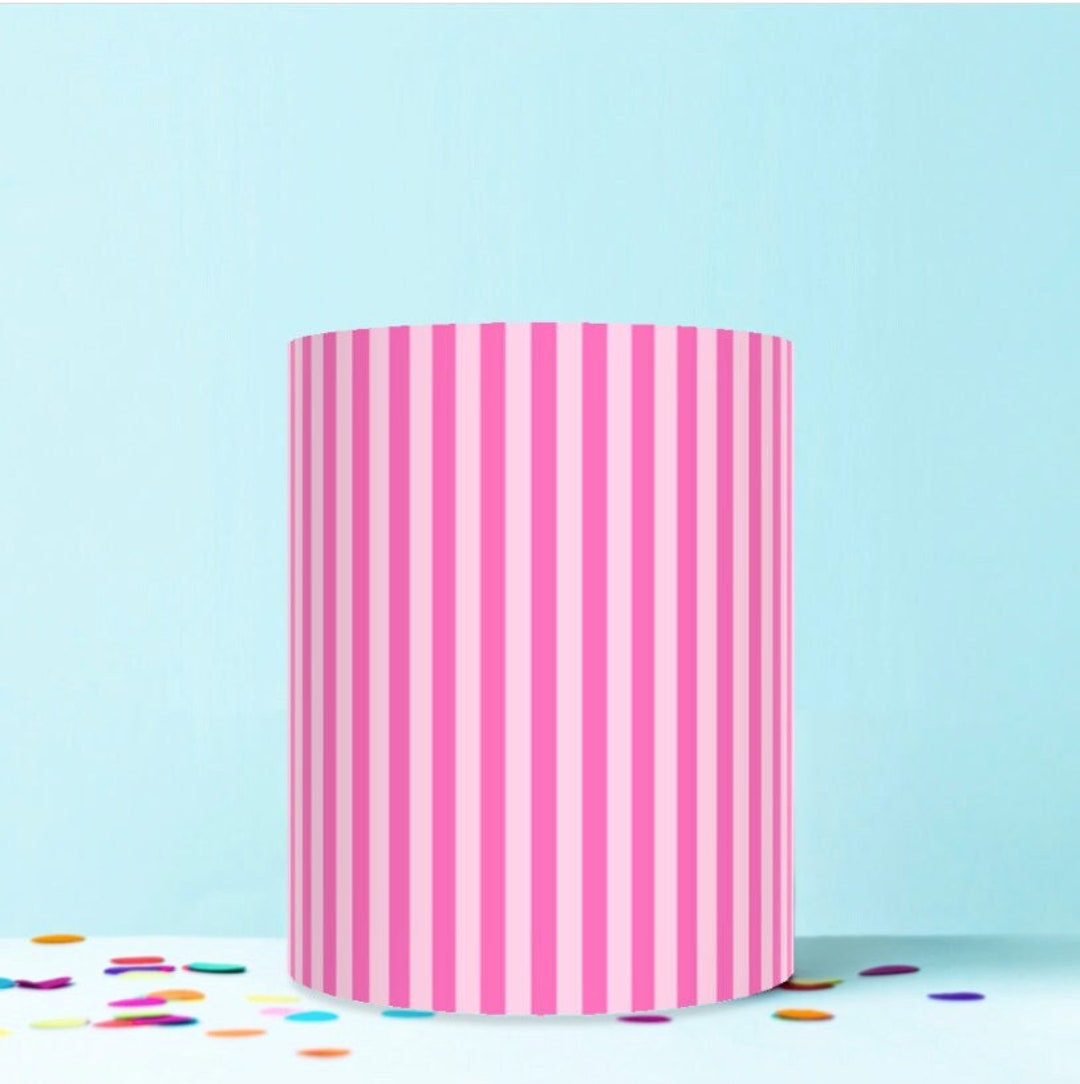 Pink Candy Stripe Seamless Wrap Around Edible Cake Topper Icing Sheet ...