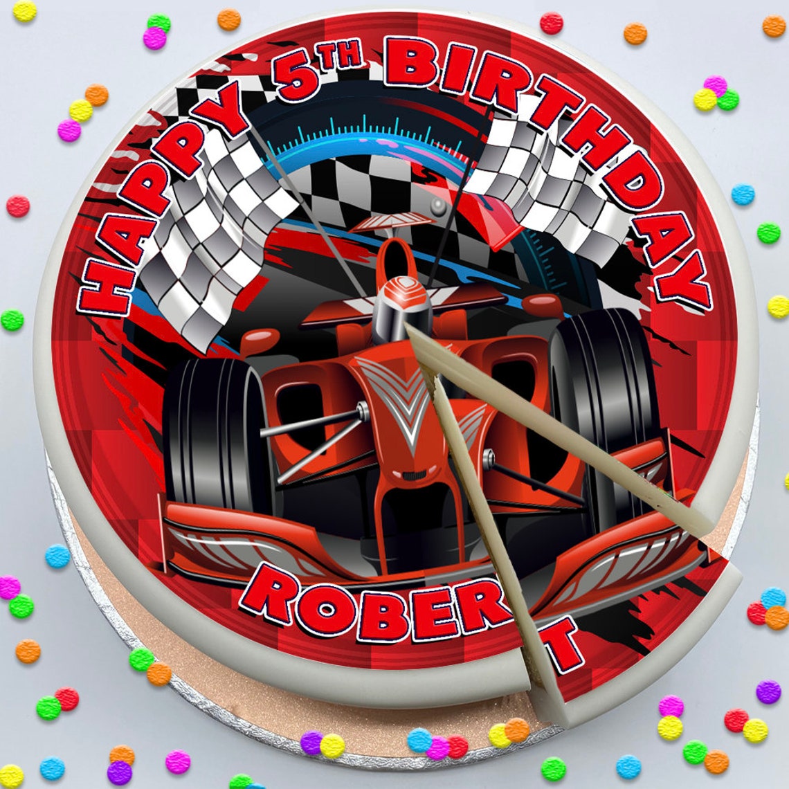 Sports Car Formula One Happy Birthday Personalised Pre-cut - Etsy