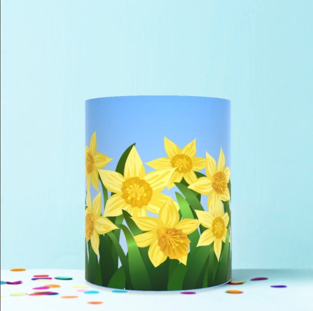 Yellow Spring Daffodil Flowers Print Wrap Around Edible Cake Topper ...
