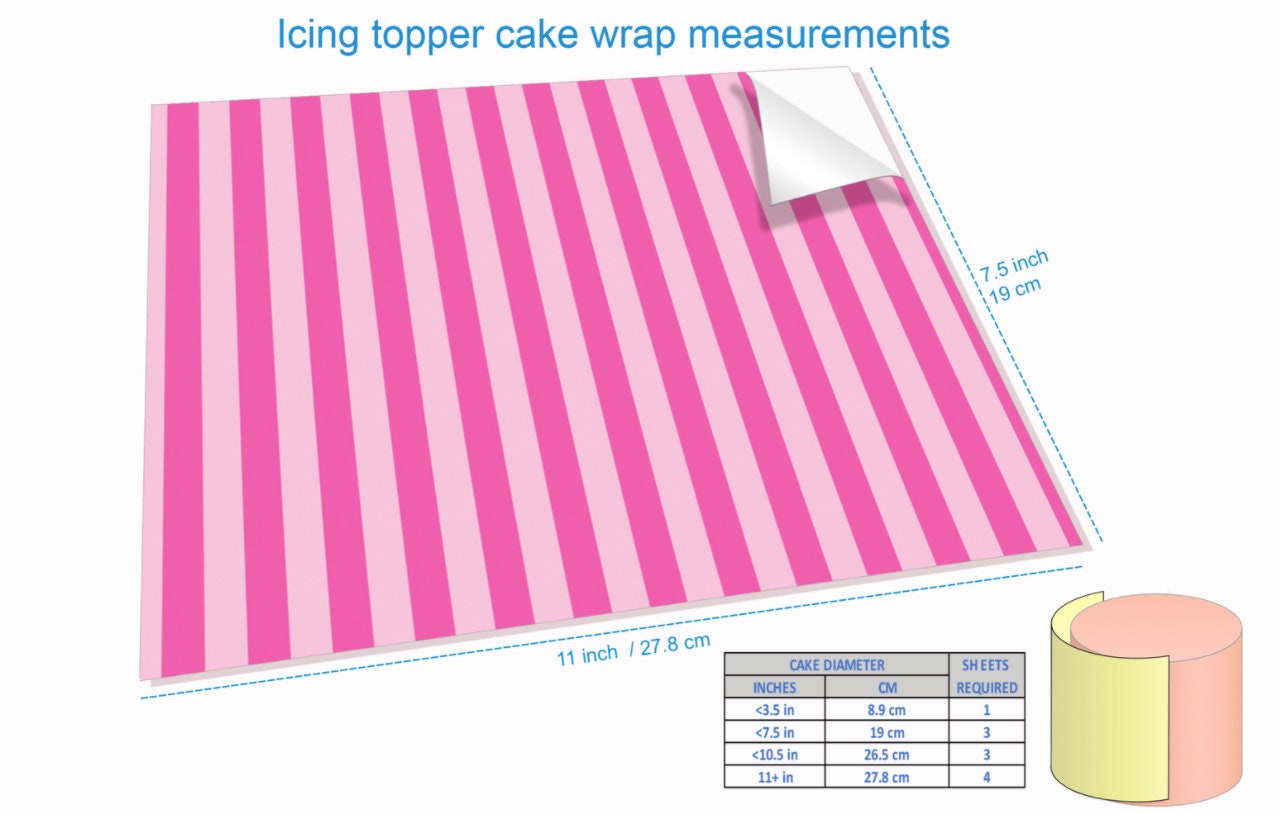 Pink Candy Stripe Seamless Wrap Around Edible Cake Topper - Etsy