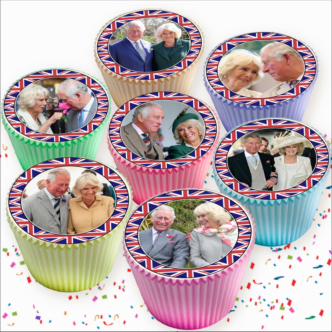Buy King Charles and Camilla Coronation Crowning Union Jack Cupcake ...