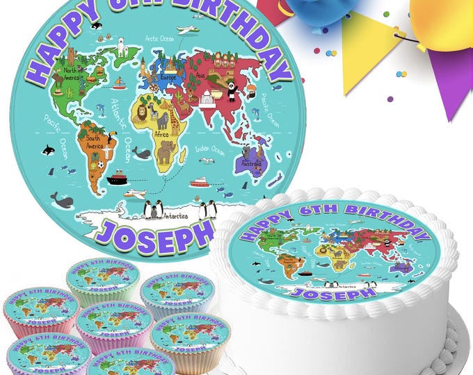 Vintage MAP CUPCAKE WRAPPERS Printed / Scalloped Edge / Travel / World ...