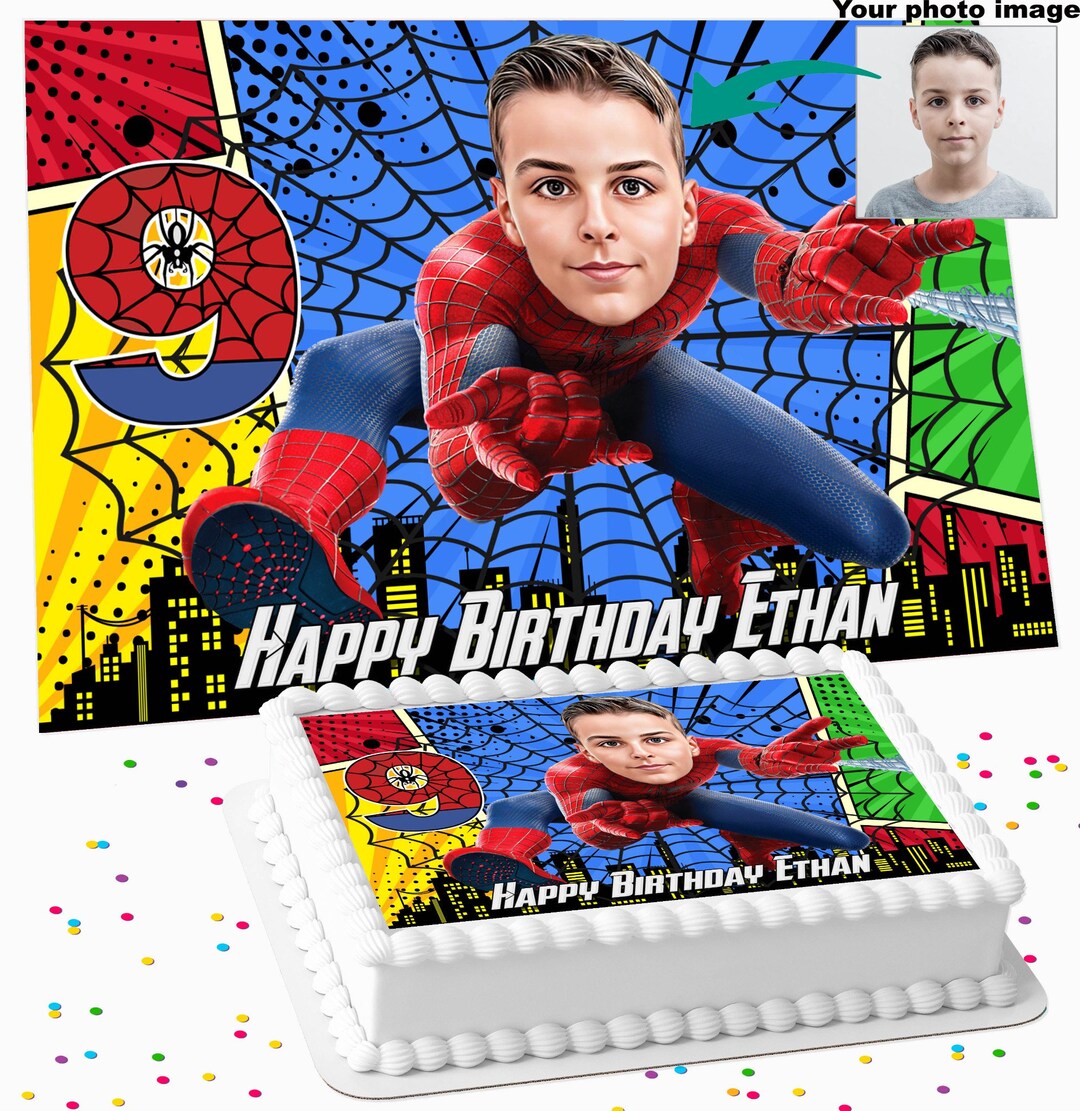 Your Photo Superhero Comic Personalised Birthday Rectangle A4 or Costco ...