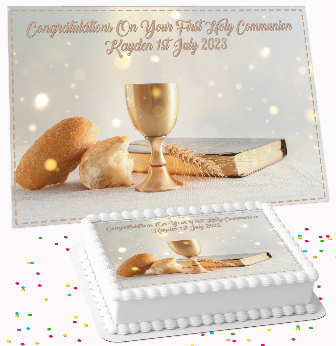 Holy Communion Personalised Rectangle A4 or Costco Cake Topper Edible ...