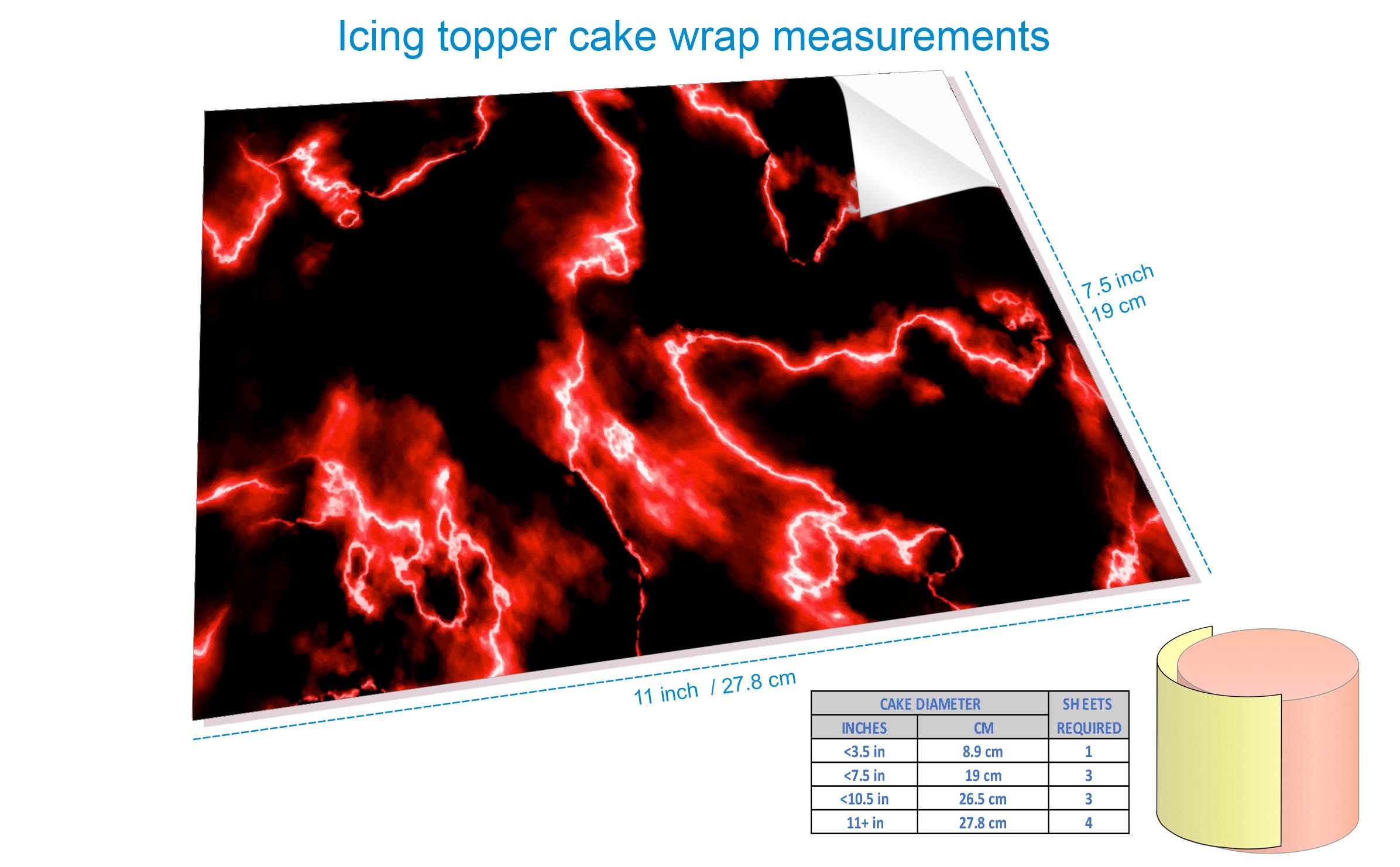 Lava Flow Pattern Fire Flames Border Seamless Wrap Around Edible Cake ...