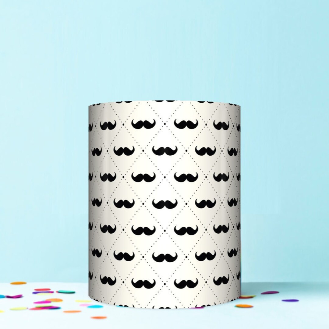 Moustache Fathers Day Birthday Seamless Wrap Around Edible Cake Topper ...