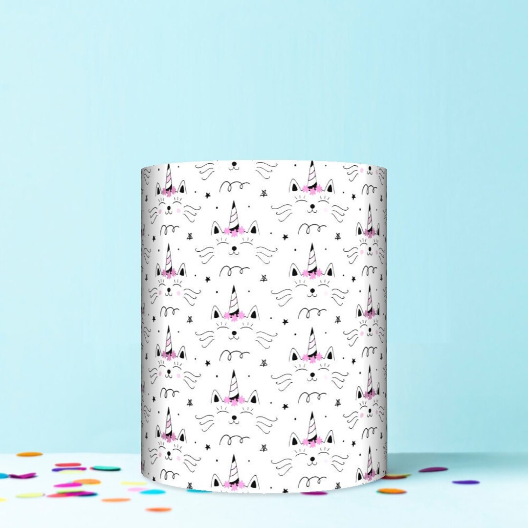 Cute Caticorn Seamless Pattern Wrap Around Edible Cake Topper Icing ...