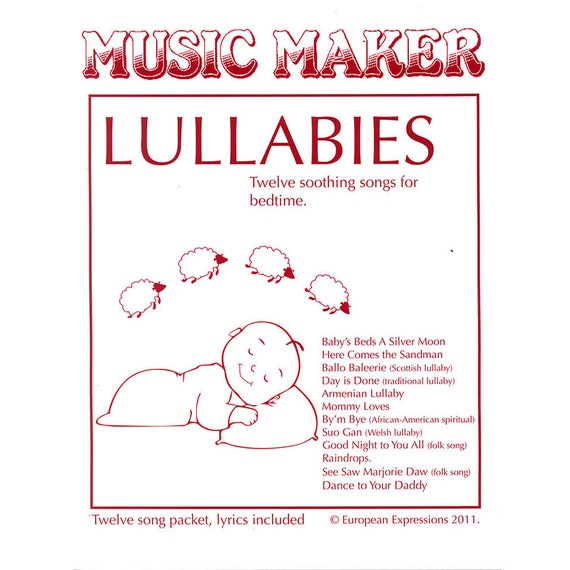 Lullabies Music Packet for the Music Maker Lap Harp and Melody - Etsy