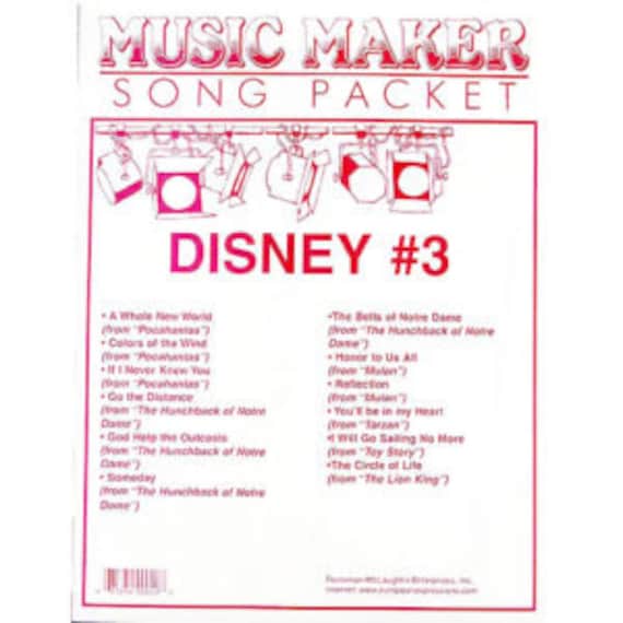 Disney 3 Music Packet for the Music Maker Lap Harp | Etsy