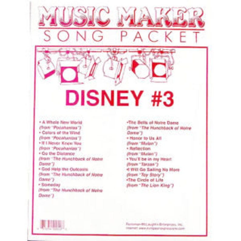 Disney #3 Music Packet for the Music Maker Lap Harp - Etsy