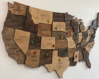 Usa Push Pin Map - Etsy