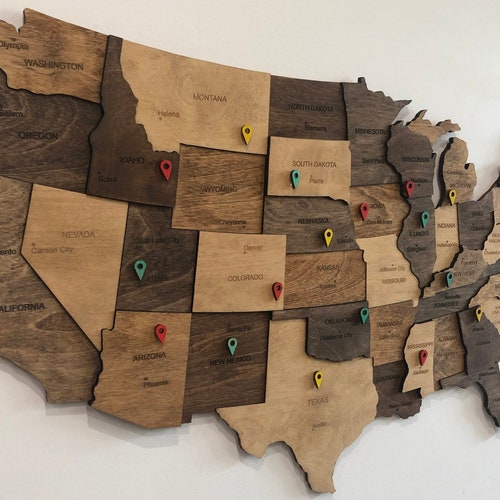 US Wood Map of United States Wooden USA Map - Etsy