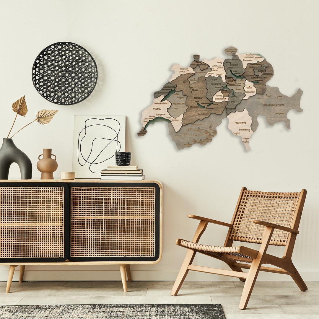 Wooden Switzerland Map Wall Art Push Pin Map Swiss Wall Decor Home ...