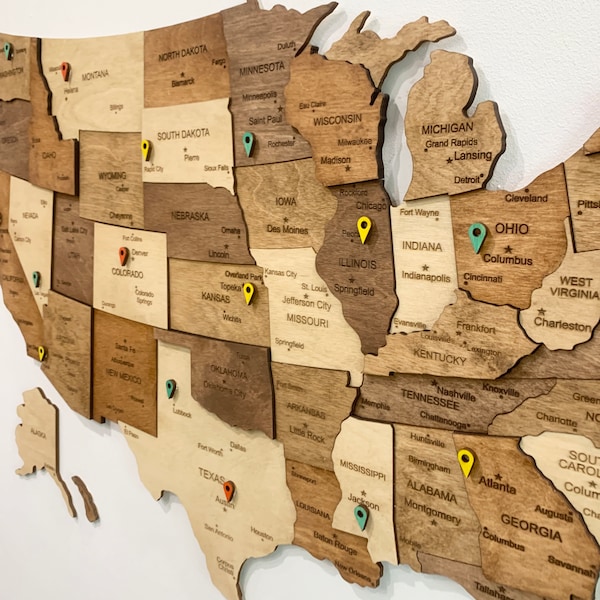 Wooden United States Map - Etsy