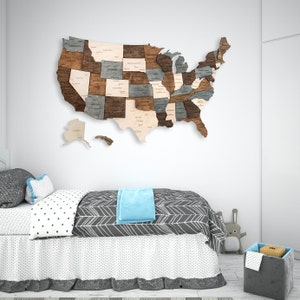Wooden US Map United States Map Wall Art US Map Push Pin Map Travel Map ...
