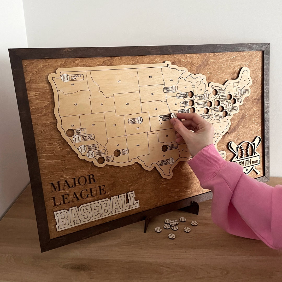 Baseball Stadium Map MLB Stadium Map Home Decor MLB Stadium Tracker ...