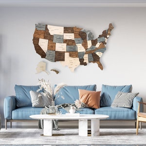 Wooden US Map United States Map Wall Art US Map Push Pin Map Travel Map ...