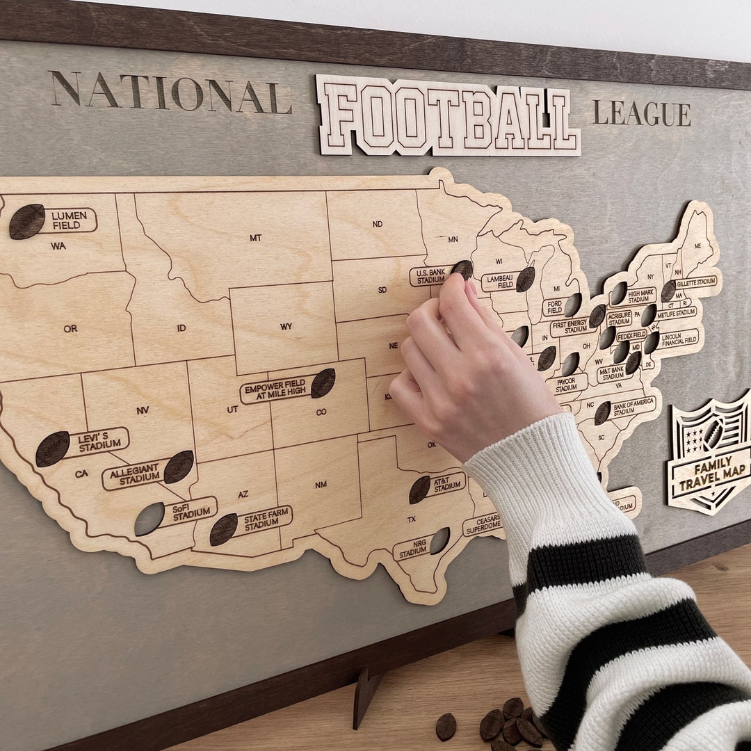 NFL Stadium Map, Custom Football Stadium Map, Pro Football Stadium ...