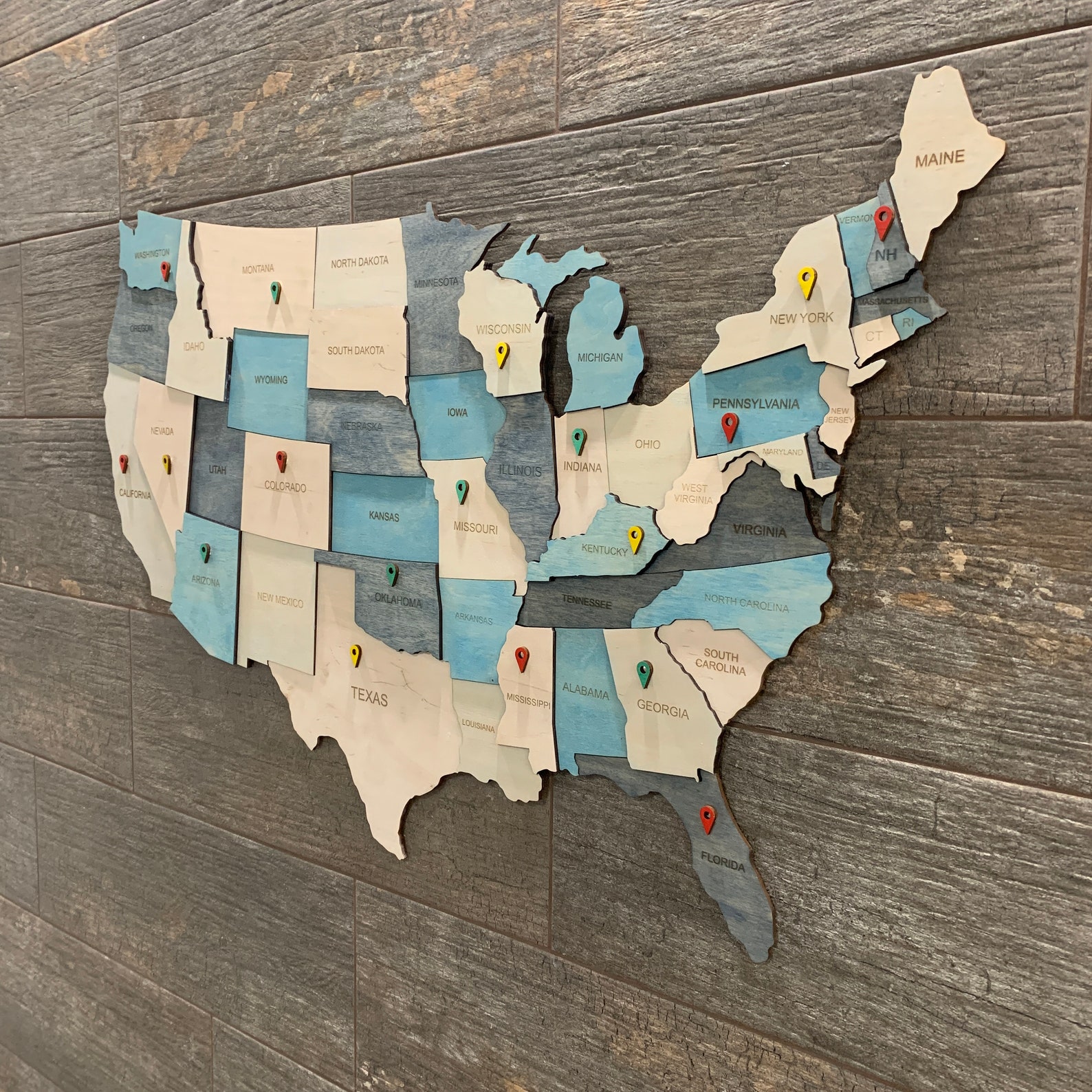 Wooden US Map of United States Wood Map Wall Art USA Travel - Etsy