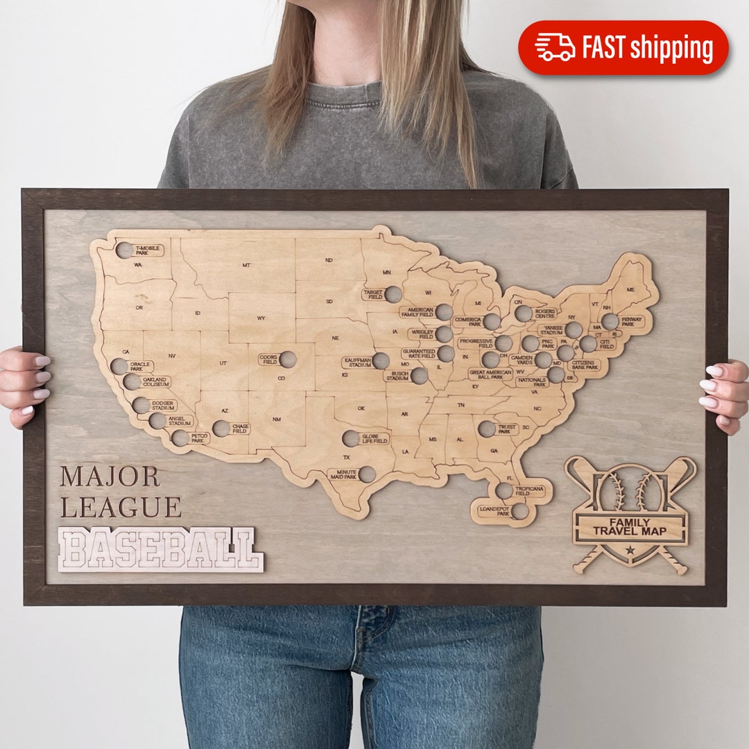 MLB Stadium Map Baseball Stadium Tracker Stadium Travel Map Home Decor ...