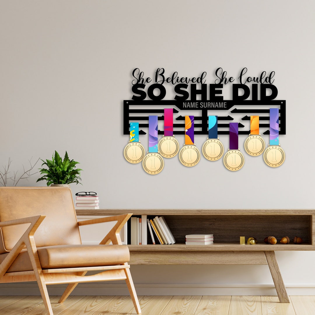 She Believed She Could so She Did Personalized Medal Holder - Etsy