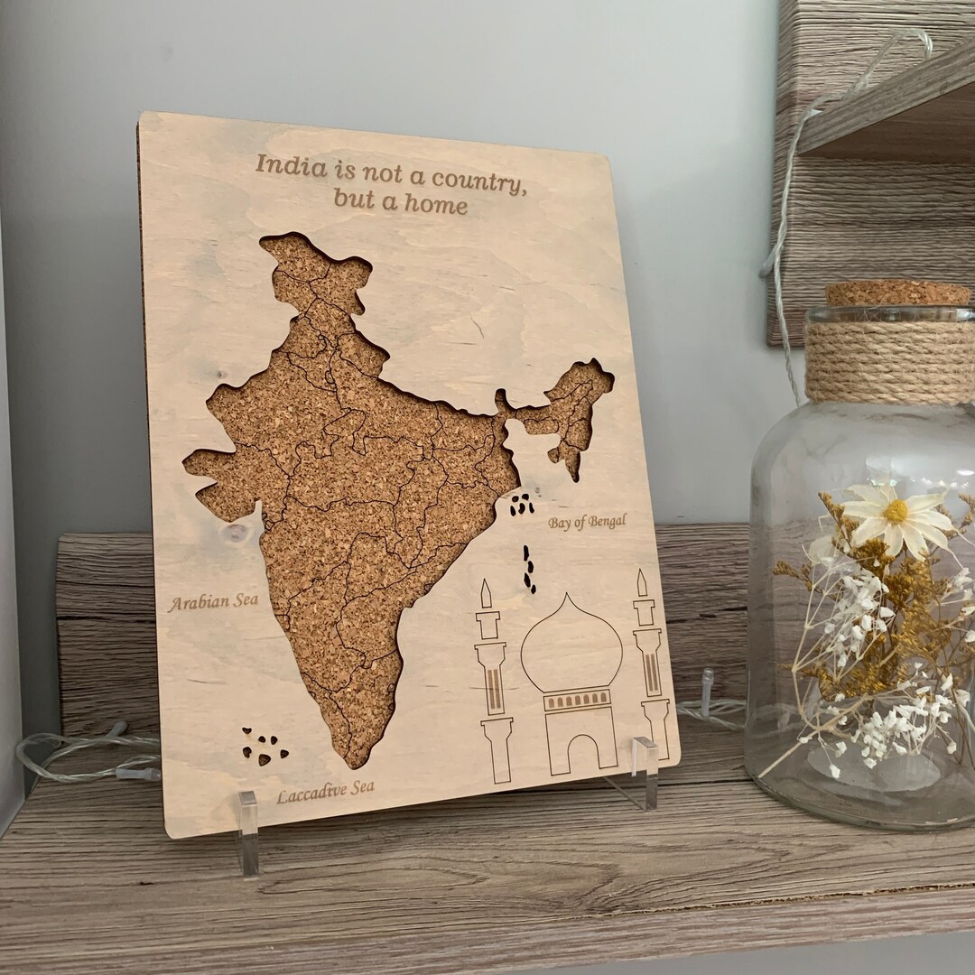 Wood India Map Wall Art Gift for Indians Push Pin Map Birthday - Etsy