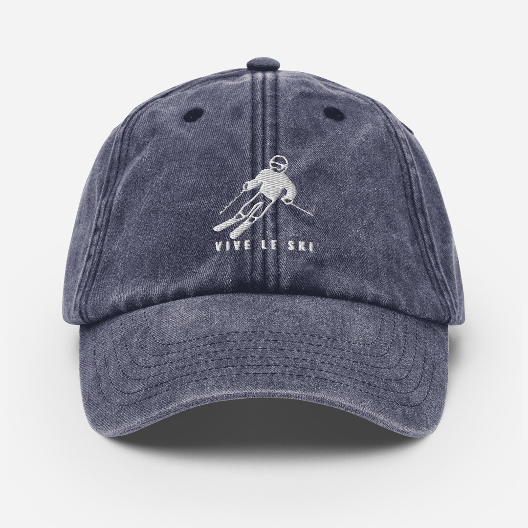 Vintage 'vive Le Ski' Baseball Cap Gift for Ski Lovers Embroidered Cap ...