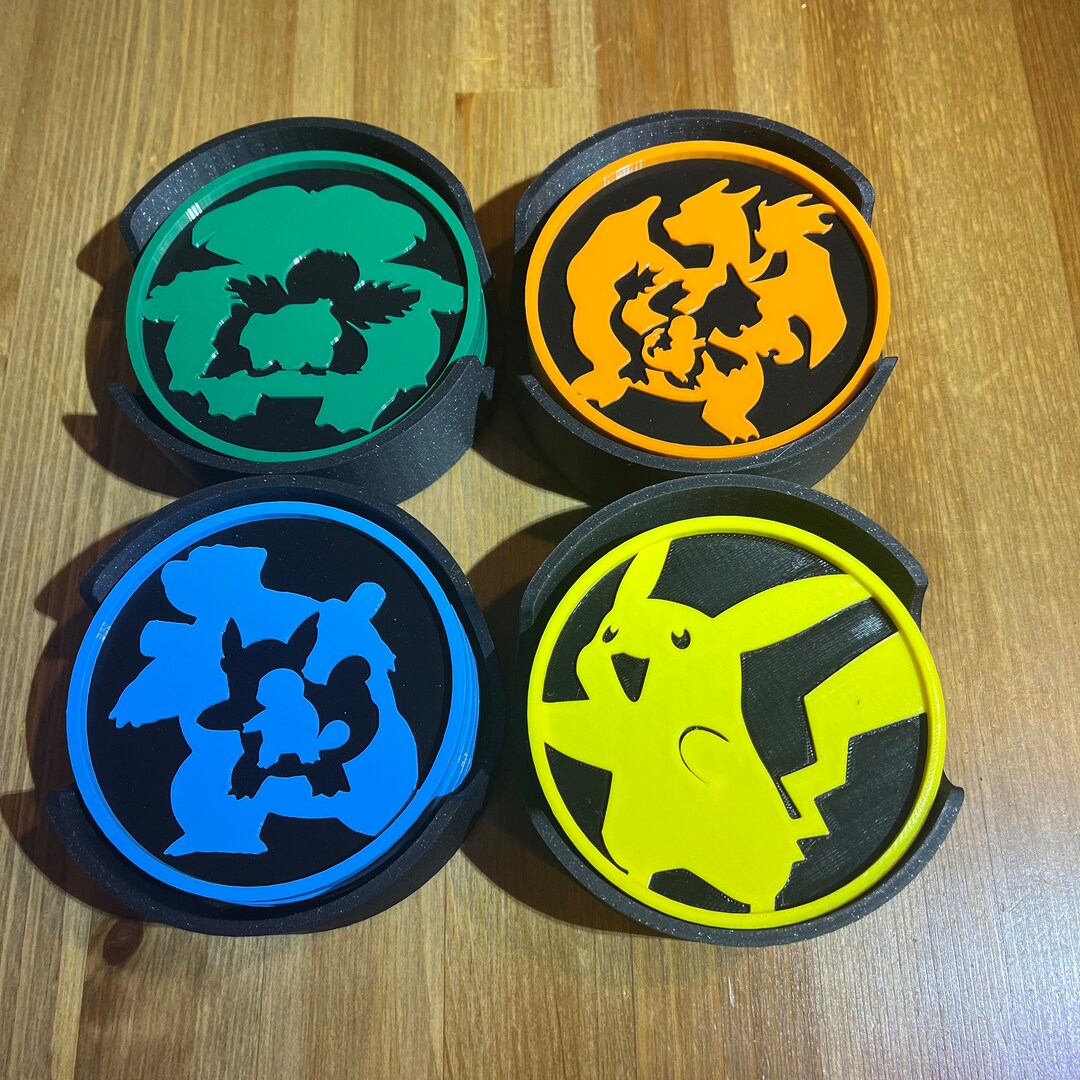 Pokemon Coaster Set Evolutions: Pikachu, Charmander, Squirtle or ...