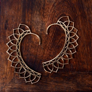 Sacred Lotus Ear Cuff, Brass Ear Cuff, Ear Cuff With No Piercing, Ethnic Ear Cuff, Tribal Ear ...