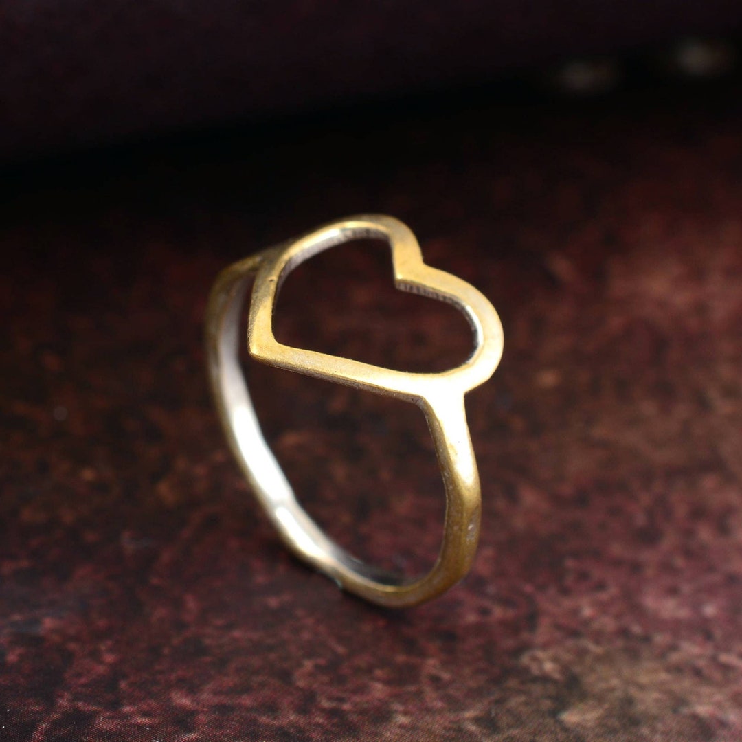 Sideways Heart Ring, Open Heart Ring, Gold Heart Ring, Anniversary Ring ...