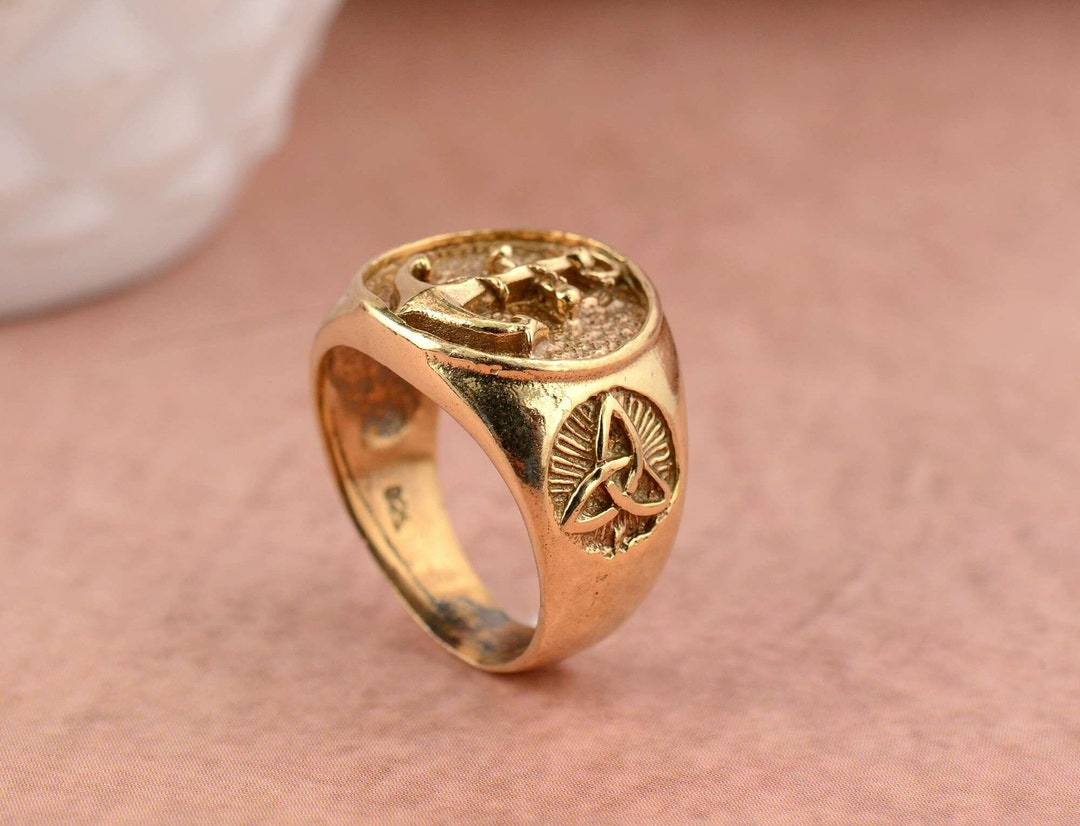 Gold Anchor Signet Ring, Ship Anchor Ring, Statement Ring, Chunky Ring ...