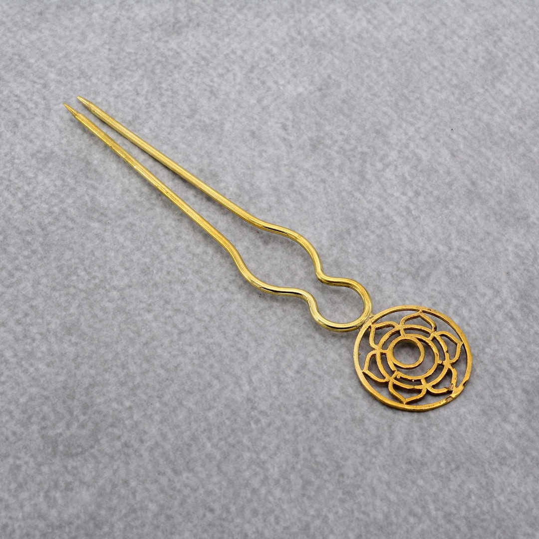 Hair Bun Holder, Vintage Hair Pin, Hair Pick, Brass Hair Stick, Hair ...