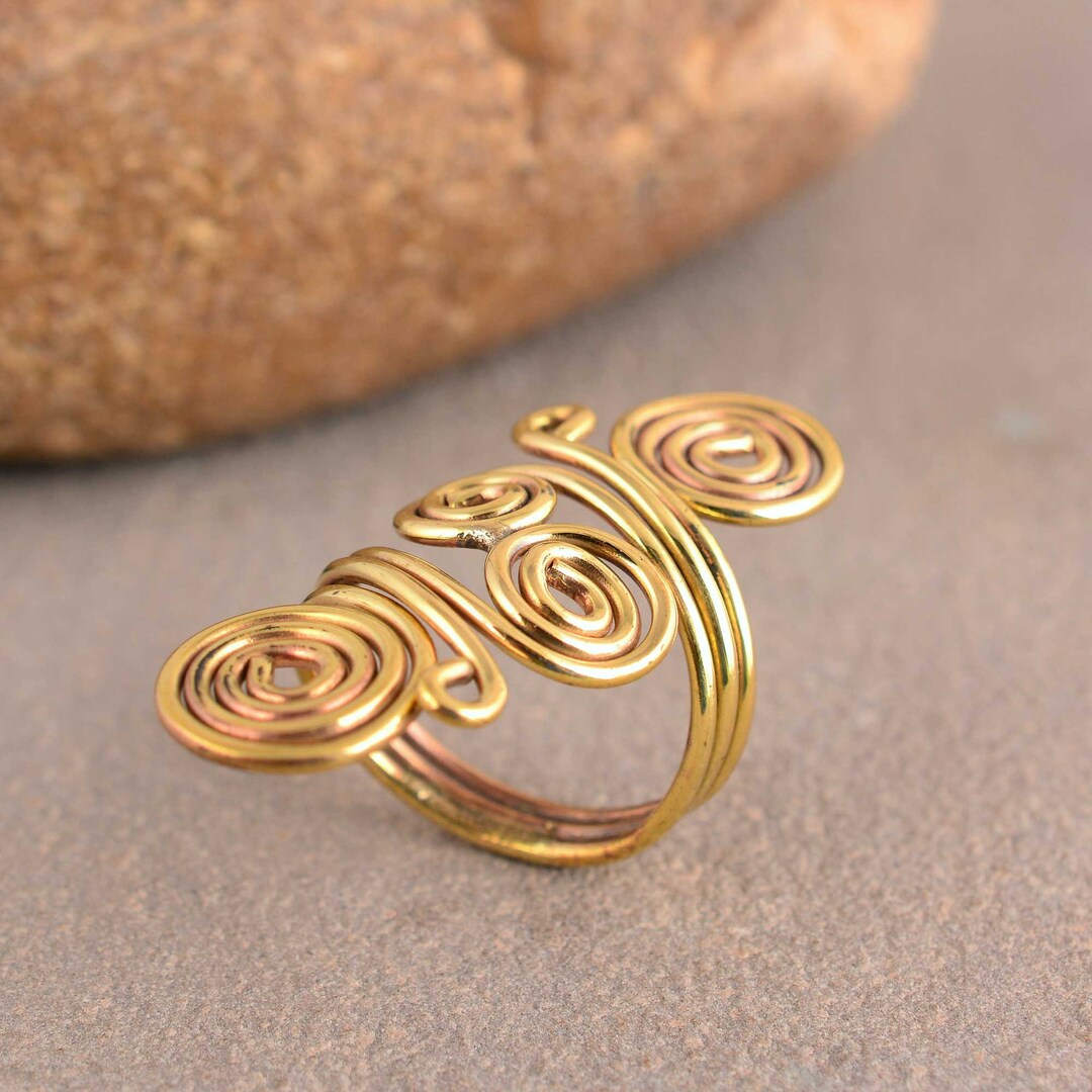 Spiral Ring, Hypnotic Ring, Ethnic Ring, Swirl Ring, Gold Wired Ring ...