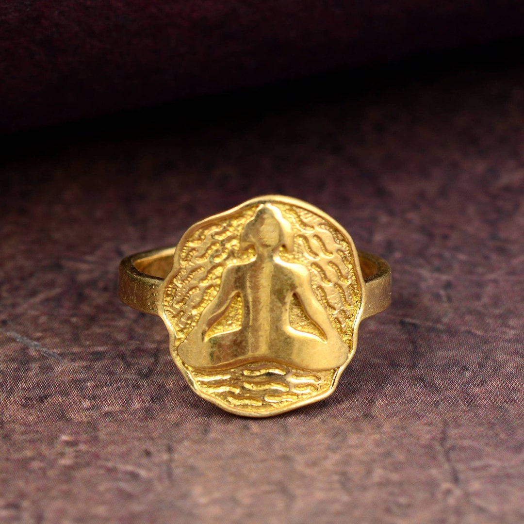 Buddha Ring, Yoga Ring, Stackable Brass Ring, Buddhist Ring, Ring for ...