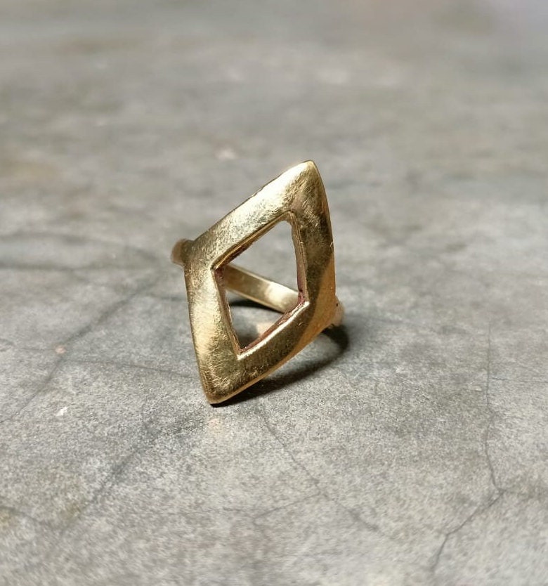 Rhombus Ring Gold Geometric RingHollow RingMinimalist | Etsy