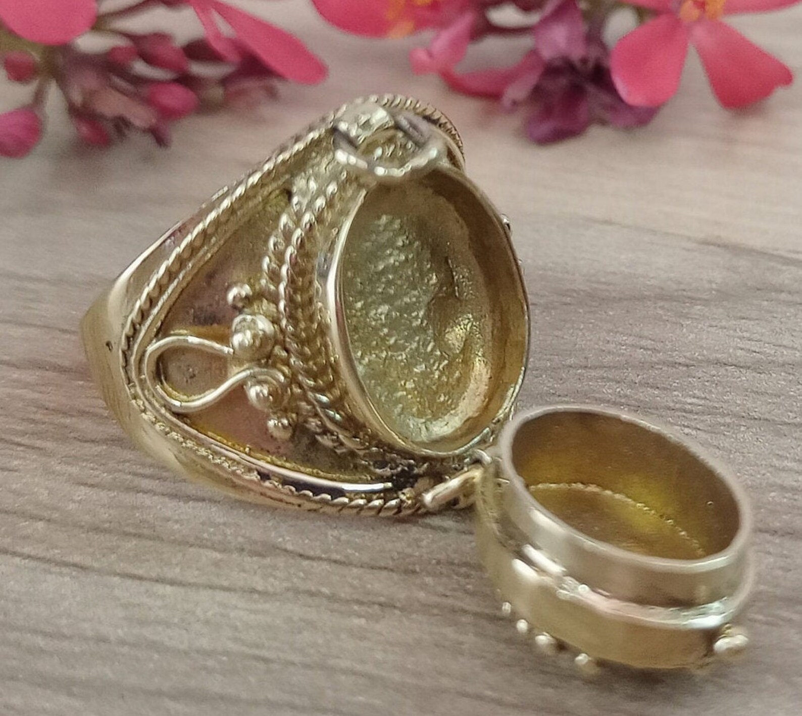 Topaz Poison Box Ring Brass Box Ring Pill Box Ring | Etsy