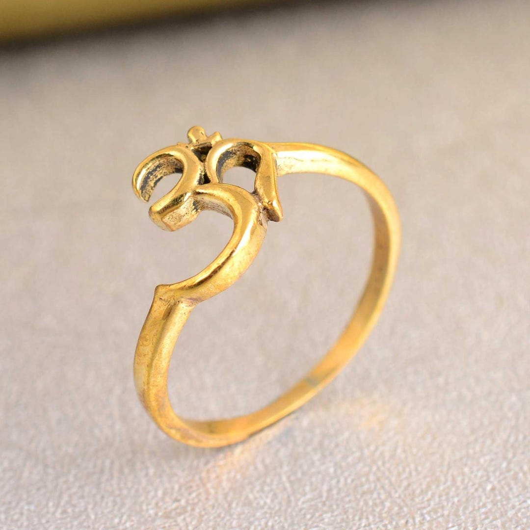 Gold Om Ring, Yoga Ring, Religious Ring, Yogini Ring, Spiritual Symbol ...