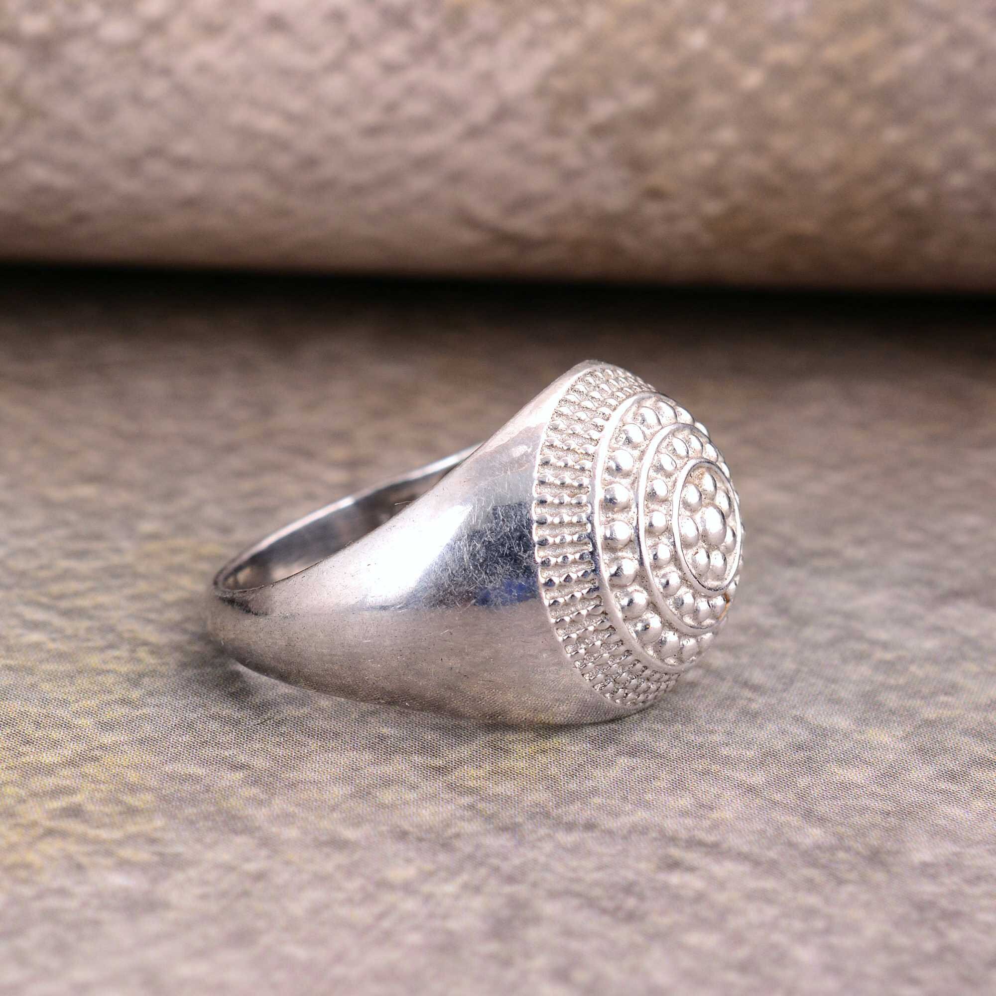 Sterling Silver Dome Ring, Dotted Dome Ring, Chunky Ring, Handmade Ring ...