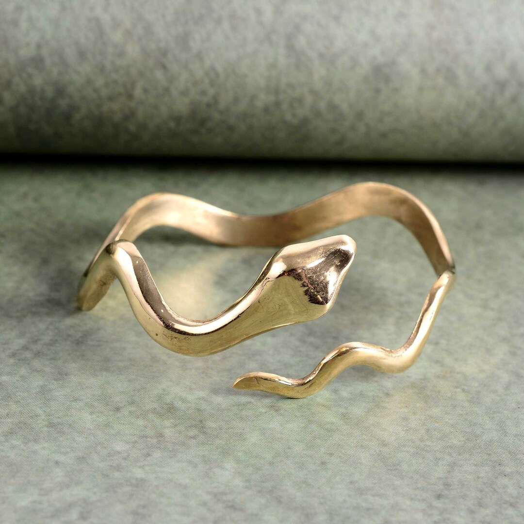 Gold Snake Cuff Bracelet, Cobra Arm Cuff, Upper Arm Cuff, Adjustable ...
