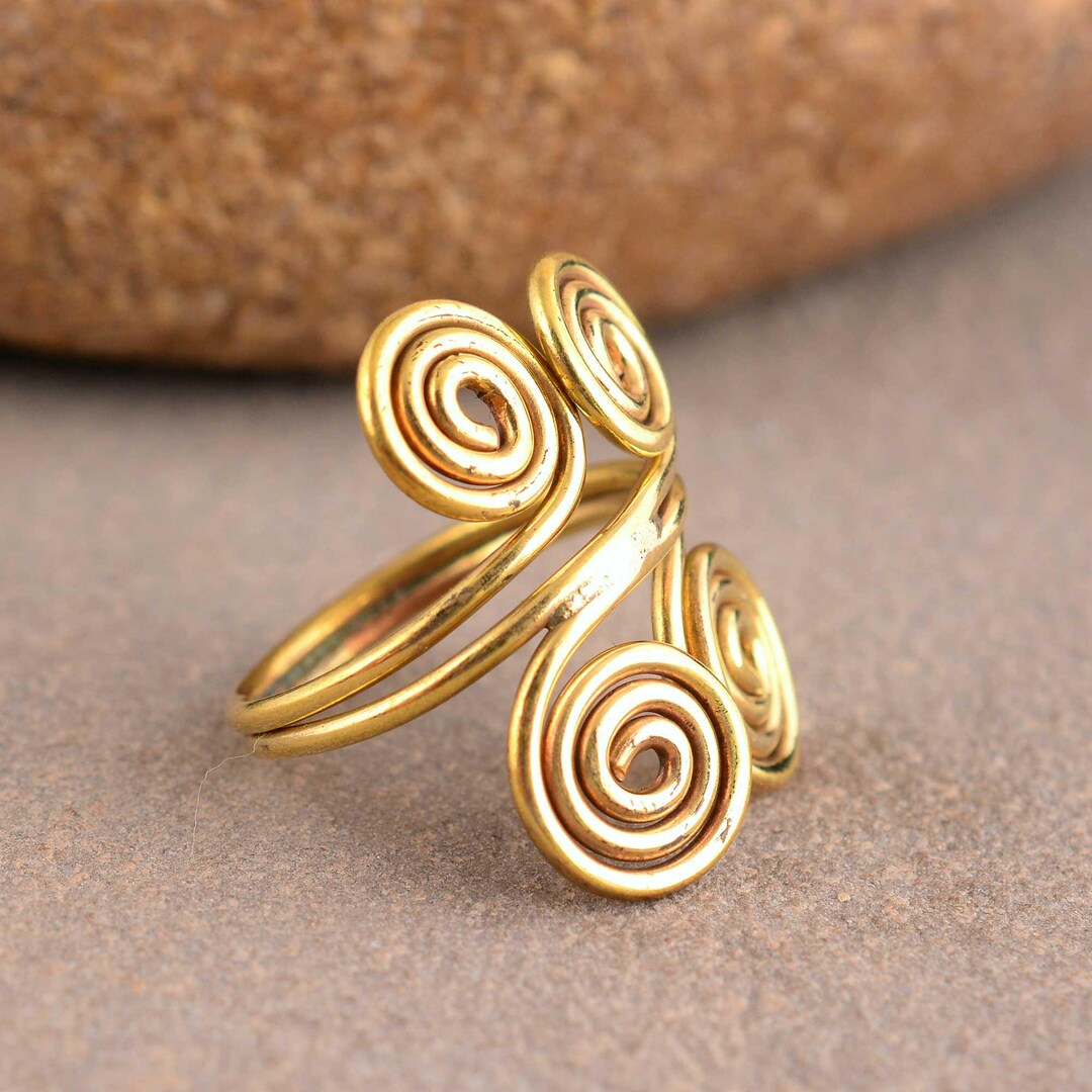 Gold Spiral Ring, Spiral Coil Ring, Swirl Ring, Chunky Ring, Hypnotic ...