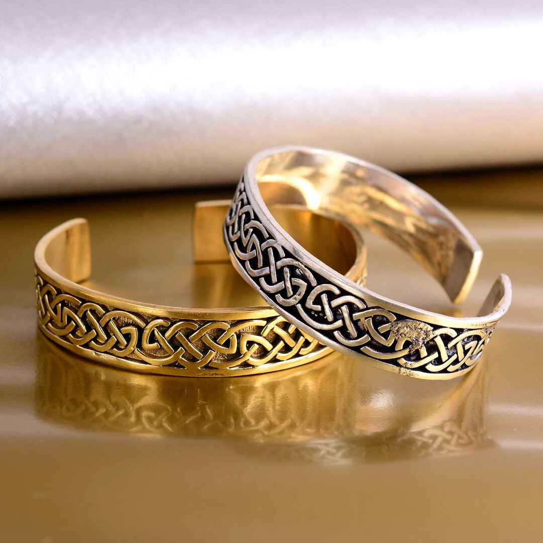 Celtic Knotwork Bracelet, Brass Bracelet, Adjustable Cuff Bracelet ...