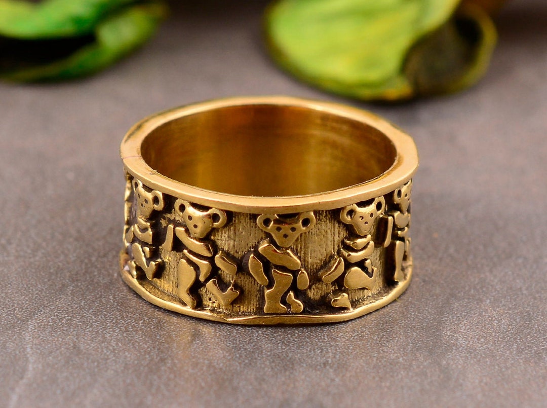 Gold Dancing Teddy Bear Ring, Bear Ring, Couple Ring, Harry Styles ...