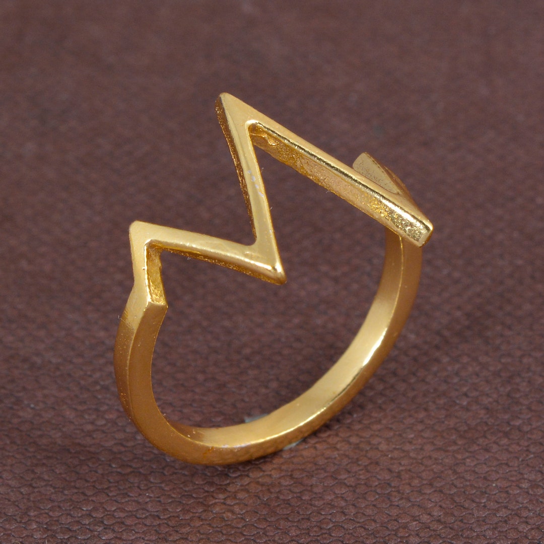 Gold Heartbeat Ring, Lifeline Pulse Ring, Minimalist Ring, Boho Ring ...